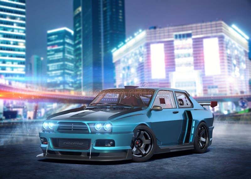 3D rendering - concept car stock illustration. Illustration of model ...