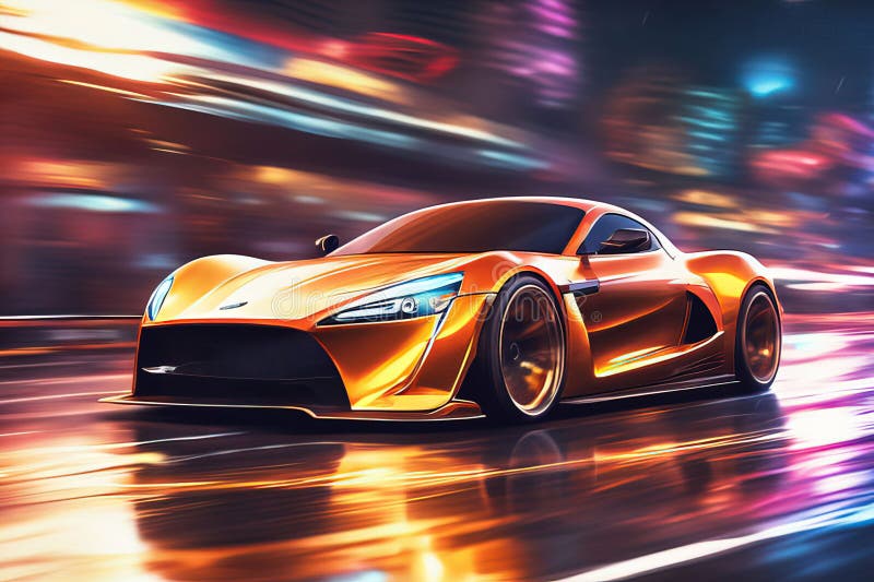 3 D Rendering of a Brand - less Generic Concept Car Stock Illustration ...