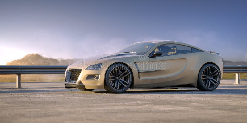 3D Rendering of a Generic Concept Car Stock Illustration - Illustration ...