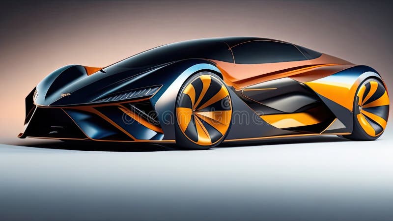 3D Rendering of a Brand-less Generic Concept Car in Studio Environment ...