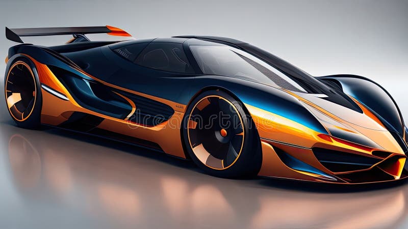 3D Rendering of a Brand-less Generic Concept Car in Studio Environment ...