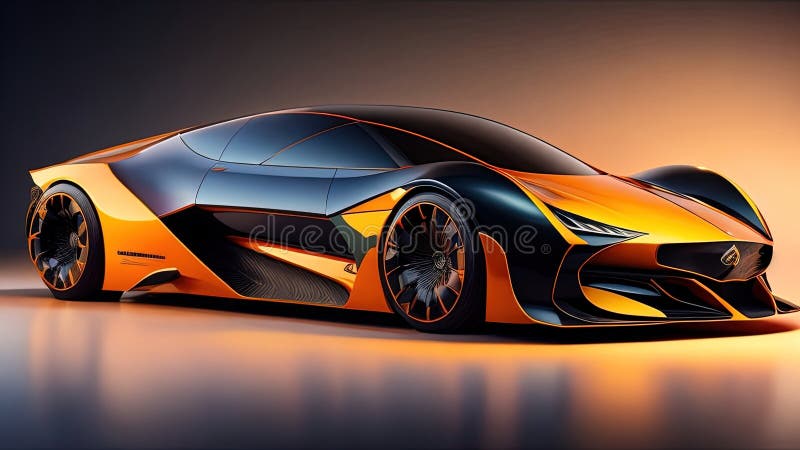 3D Rendering of a Brand-less Generic Concept Car in Studio Environment ...