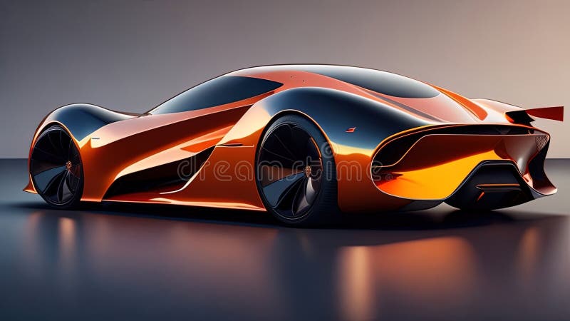 3D Rendering of a Brand-less Generic Concept Car in Studio Environment ...
