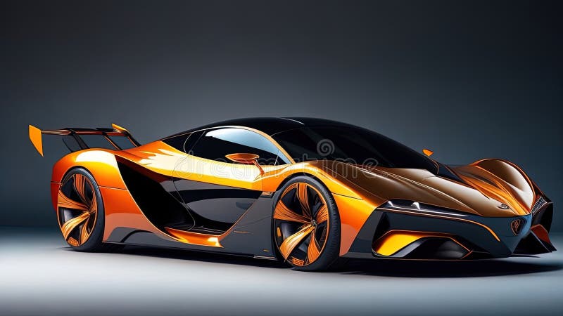 3D Rendering of a Brand-less Generic Concept Car in Studio Environment ...