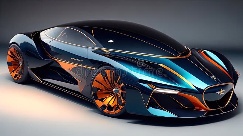 3D Rendering of a Brand-less Generic Concept Car in Studio Environment ...