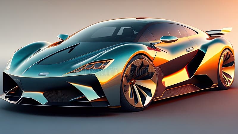 3D Rendering of a Brand-less Generic Concept Car in Studio Environment ...