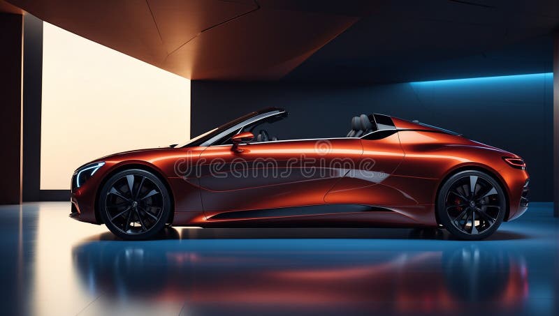 3D Rendering of a Brand-less Generic Concept Car in Studio Environment ...