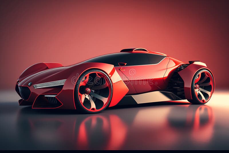 3D Rendering of a Brand-less Generic Concept Car in Studio Environment ...