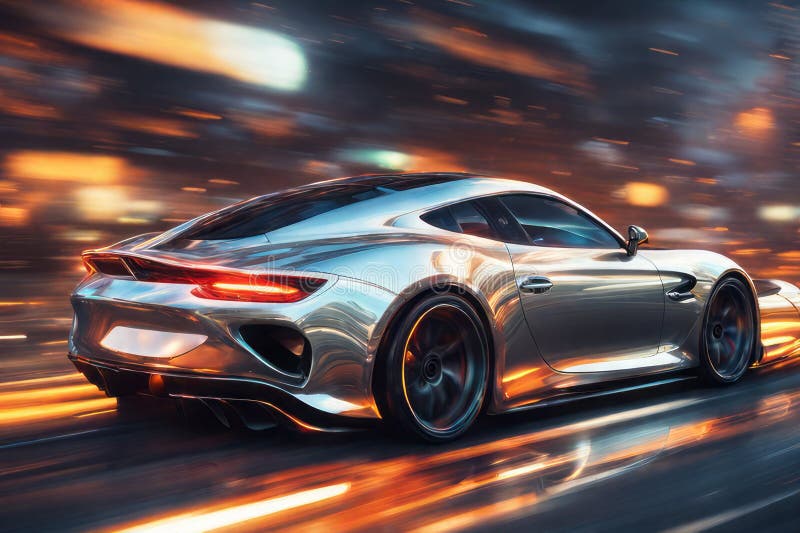 3d Rendering of a Brand - less Generic Concept Fast Car in Motion Stock ...