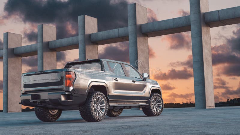 3D Rendering - Generic Pickup Truck Stock Illustration - Illustration ...