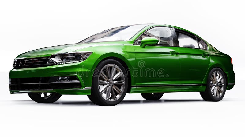 3d Rendering of a Brandless Generic Green Car in a White Studio ...
