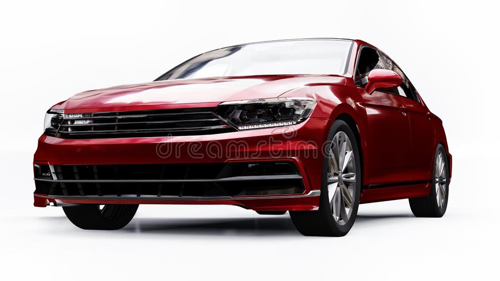3d Rendering of a Brandless Generic Red Car in a White Studio ...