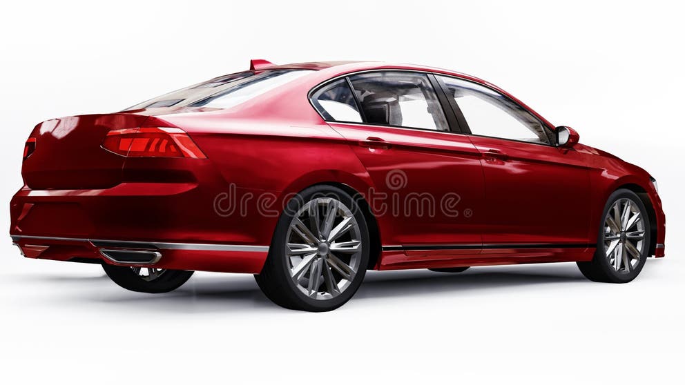 3d Rendering of a Brandless Generic Red Car in a White Studio ...