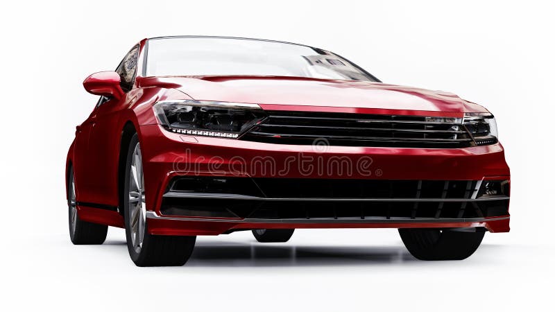 3d Rendering of a Brandless Generic Red Car in a White Studio ...