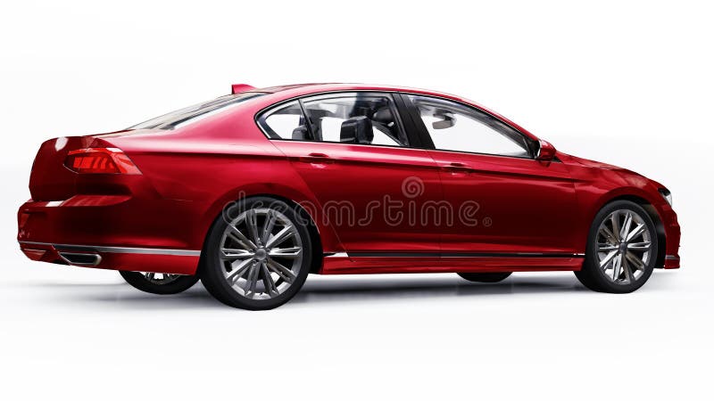 3d Rendering of a Brandless Generic Red Car in a White Studio ...