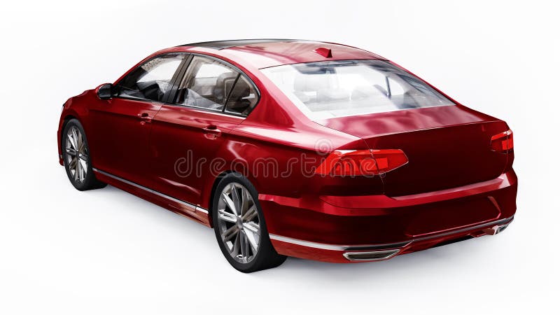 3d Rendering of a Brandless Generic Red Car in a White Studio ...