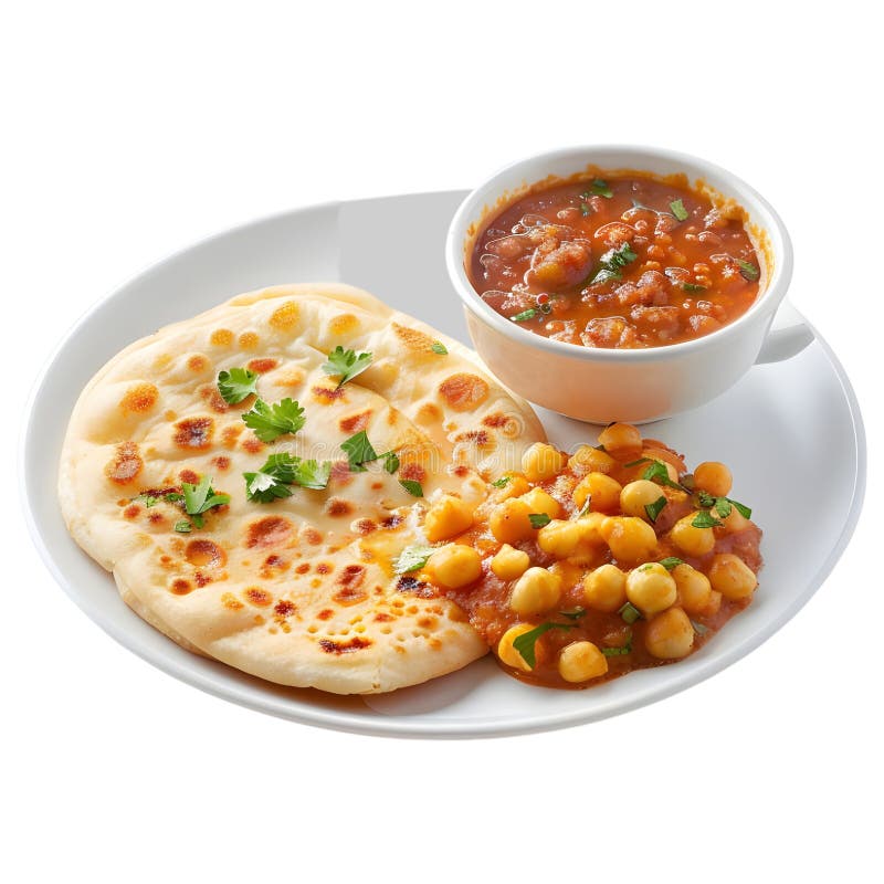 3D Rendering of a Bread with Chana in a Plate on Transparent Background ...