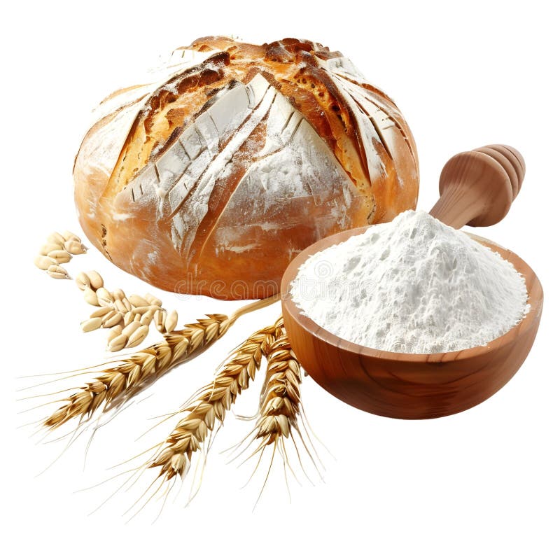 3D Rendering of a Bread with Flour on Transparent Background - Ai ...