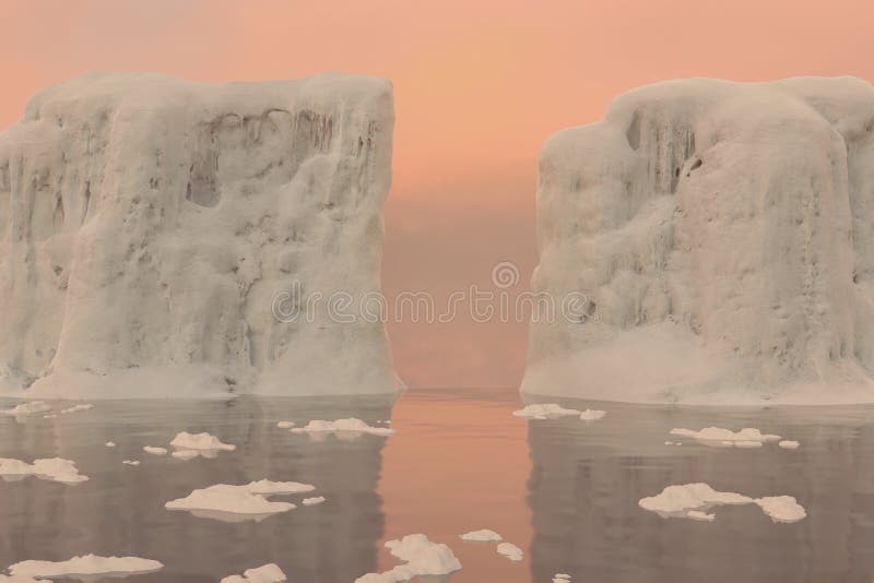 3d Rendering of Break Apart Icebergs in Front of Beautiful Sky Stock ...