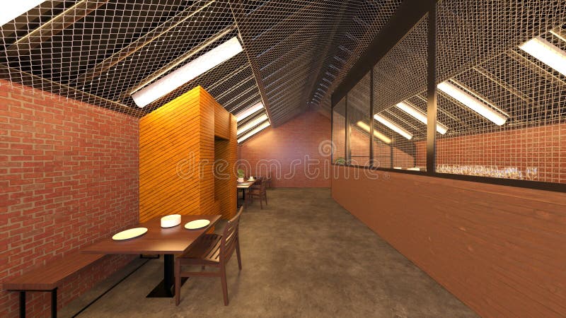 3D Rendering of the Brick Wall Restaurants Stock Illustration ...