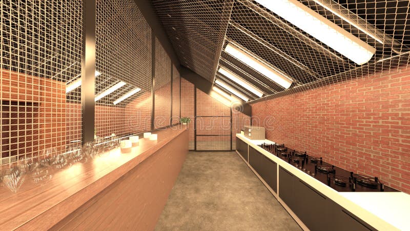 3D Rendering of the Brick Wall Restaurants Stock Illustration ...