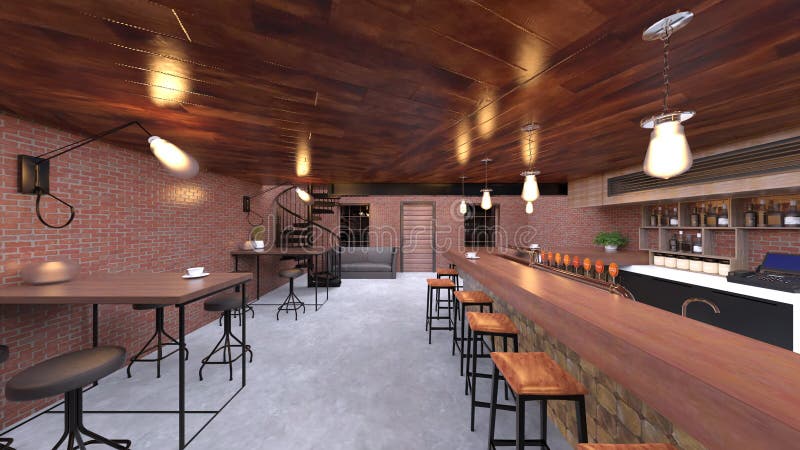 3D Rendering of the Brick Wall Restaurants Stock Illustration ...