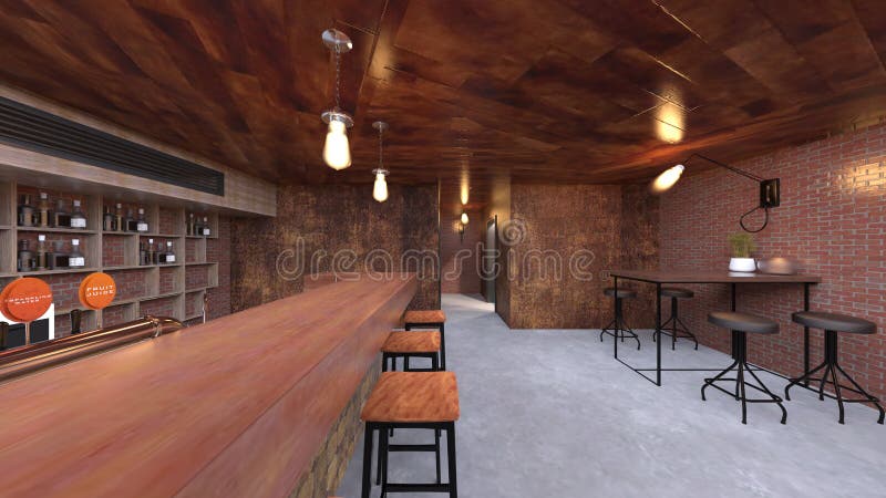 3D Rendering of the Brick Wall Restaurants Stock Illustration ...