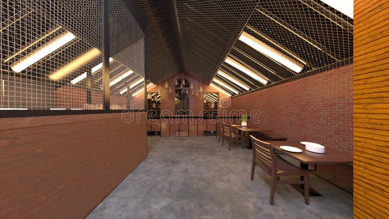3D Rendering of the Brick Wall Restaurants Stock Illustration ...