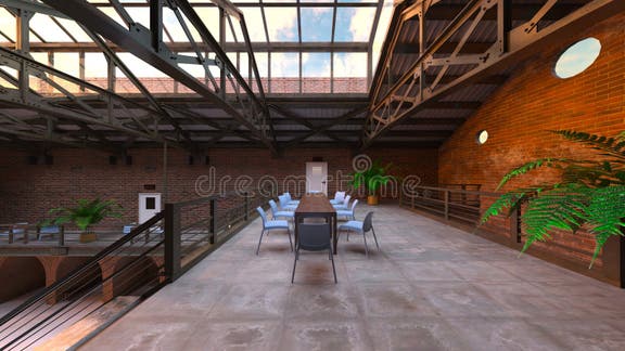 3D Rendering of the Brick-walled Meeting Room Stock Illustration ...