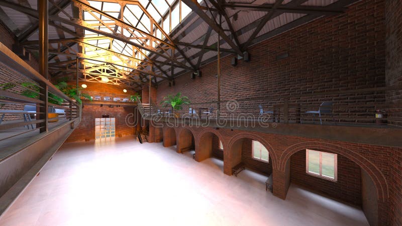 3D Rendering of the Brick-walled Meeting Room Stock Illustration ...