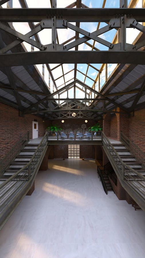 3D Rendering of the Brick-walled Meeting Room Stock Illustration ...