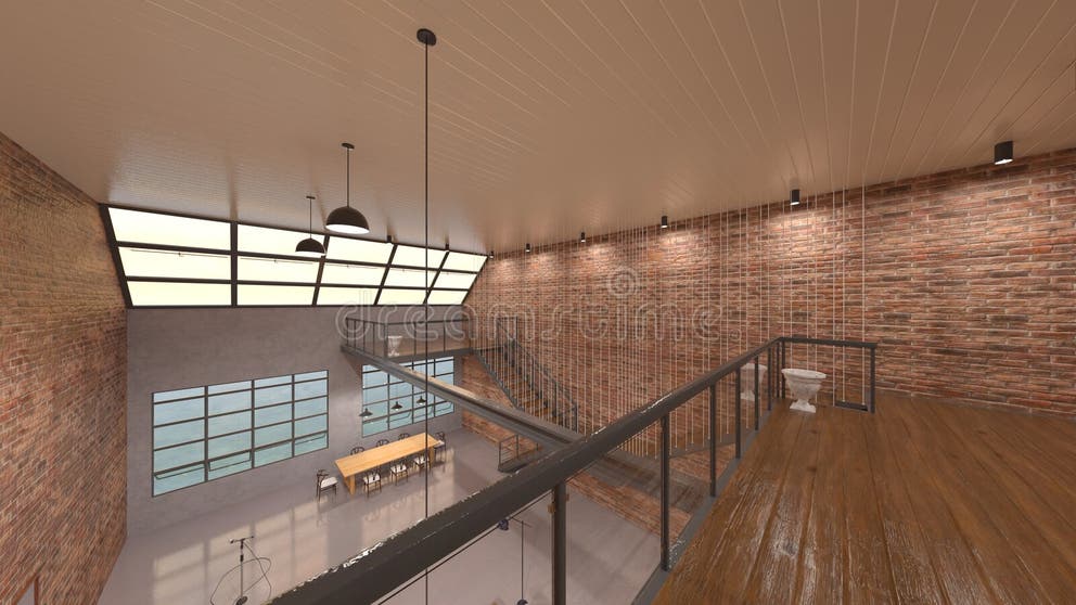 3D Rendering of the Brick-walled Meeting Room Stock Illustration ...