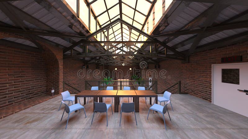3D Rendering of the Brick-walled Meeting Room Stock Illustration ...