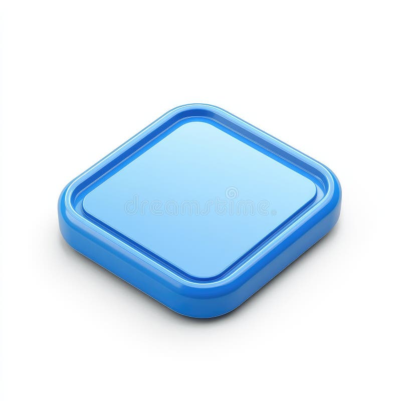 Glossy Blue Square Button, 3D Render Stock Illustration - Illustration ...