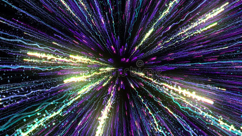 3D Rendering of Bright Multi-colored Particles Fill the Space with Jets ...