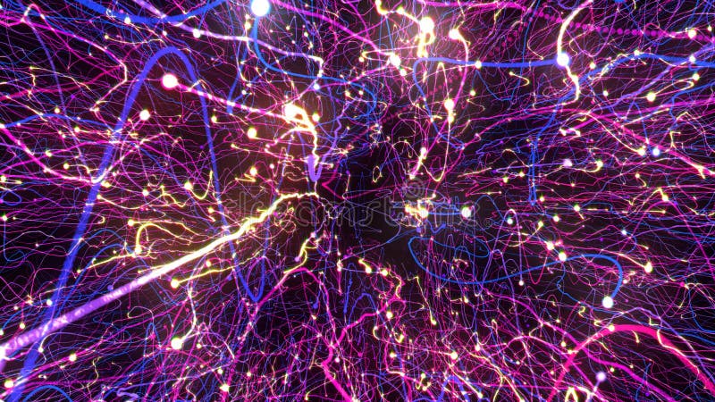 3D Rendering of Bright Multi-colored Particles Fill the Space with Jets ...