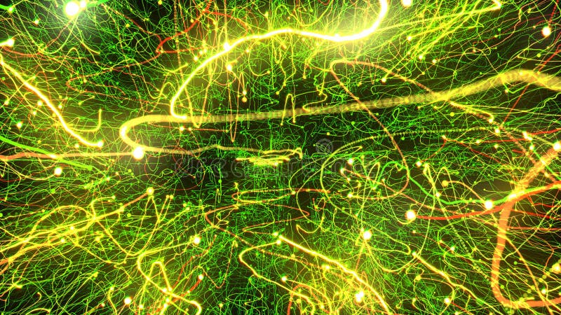3D Rendering of Bright Multi-colored Particles Fill the Space with Jets ...