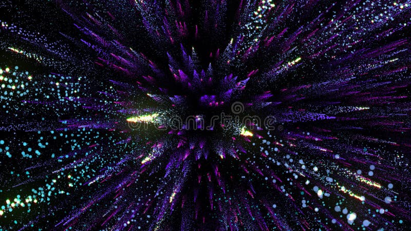 3D Rendering of Bright Multi-colored Particles Fill the Space with Jets ...