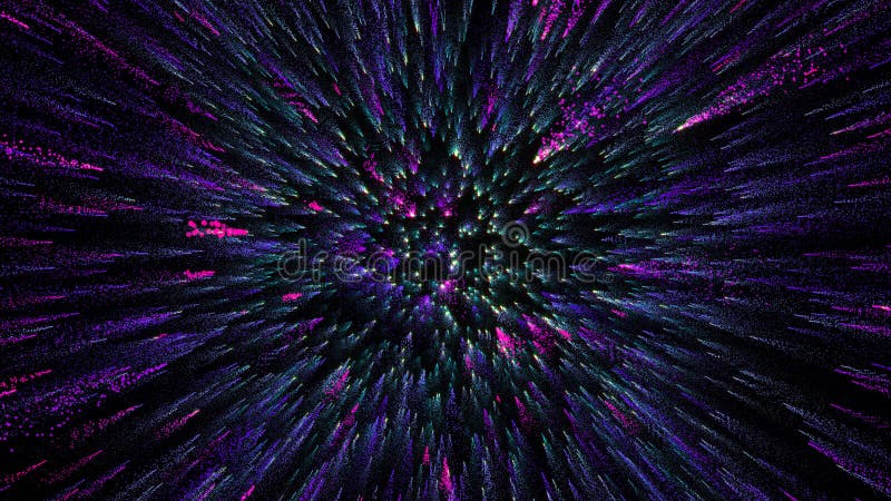 3D Rendering of Bright Multi-colored Particles Fill the Space with Jets ...