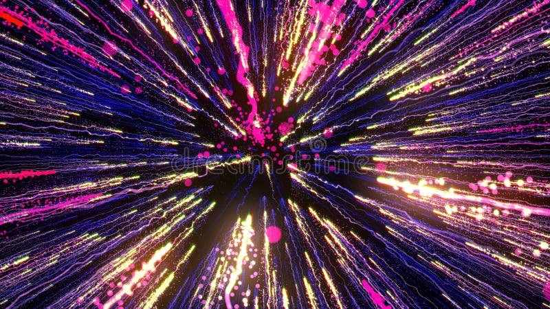 3D Rendering of Bright Multi-colored Particles Fill the Space with Jets ...