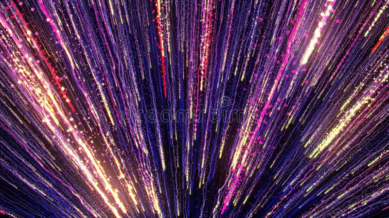 3D Rendering of Bright Multi-colored Particles Fill the Space with Jets ...