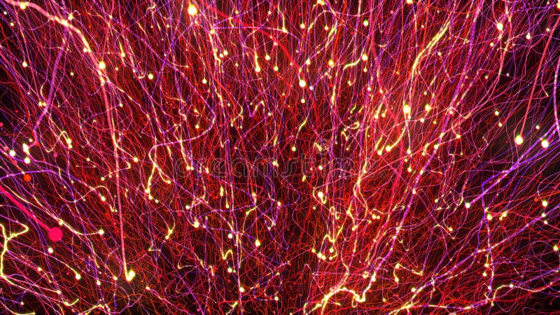 3D Rendering of Bright Multi-colored Particles Fill the Space with Jets ...