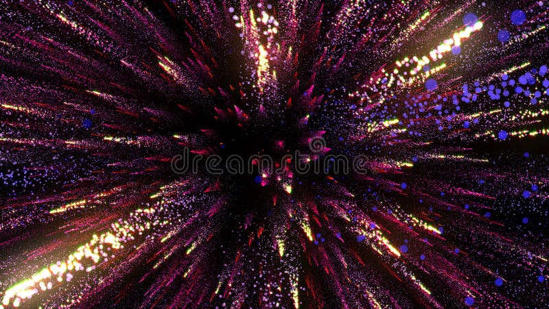 3D Rendering of Bright Multi-colored Particles Fill the Space with Jets ...