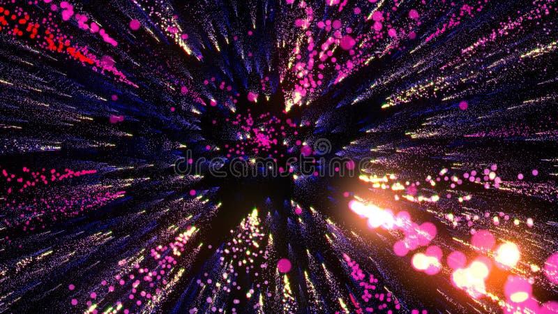 3D Rendering of Bright Multi-colored Particles Fill the Space with Jets ...