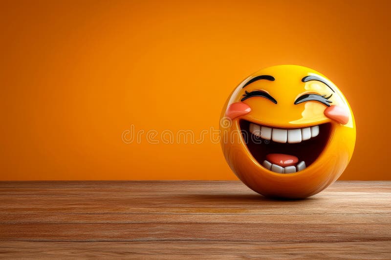 3D Rendering of a Bright Yellow Emoji with Infectious Laughter Isolated ...