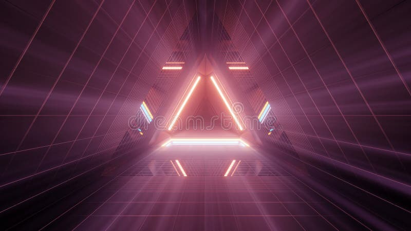 3D Rendering of Brightly Glowing Lights in Triangular Shapes Behind ...