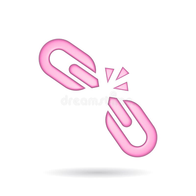 3d Rendering Broken Chain Icon. Illustration with Shadow Isolated on ...