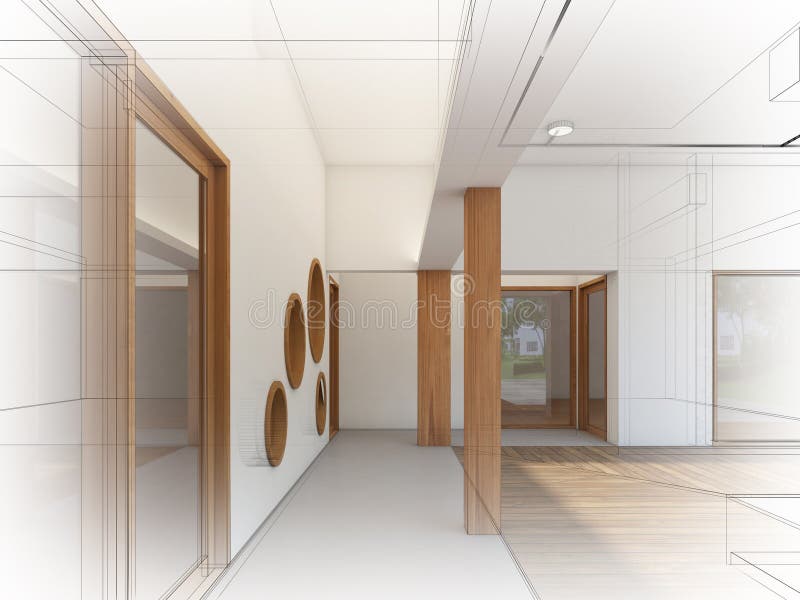 3d rendering of corridor stock illustration. Illustration of wall ...