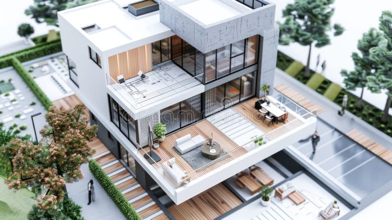 3D Rendering of a Building Displayed on an Architect S Stock ...