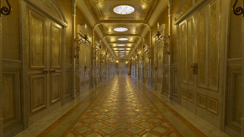3D Rendering of Building Hallway Stock Illustration - Illustration of ...